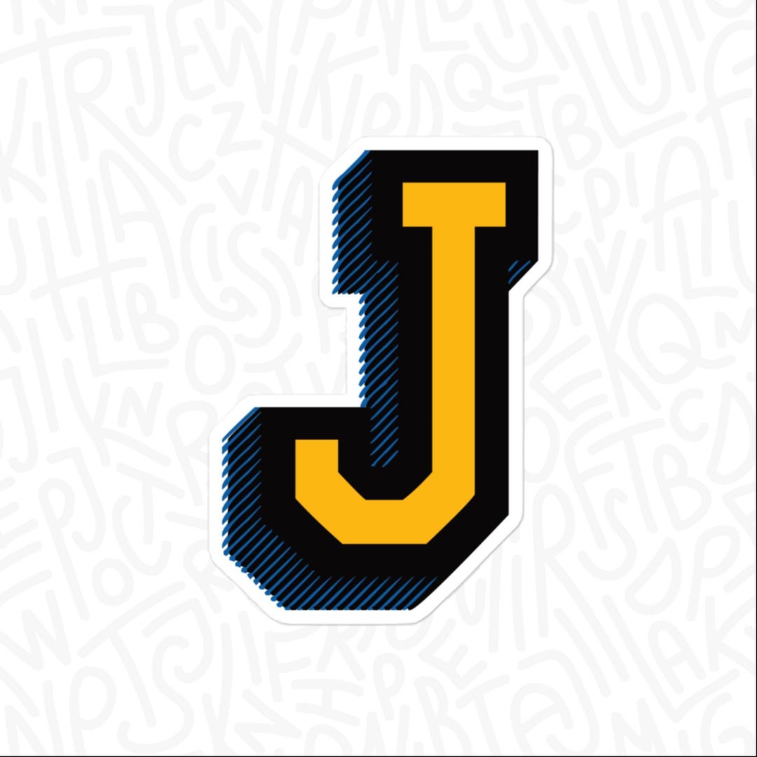 Varsity J, Vinyl Alphabet Sticker, Petite | Large | Super-size - Etsy