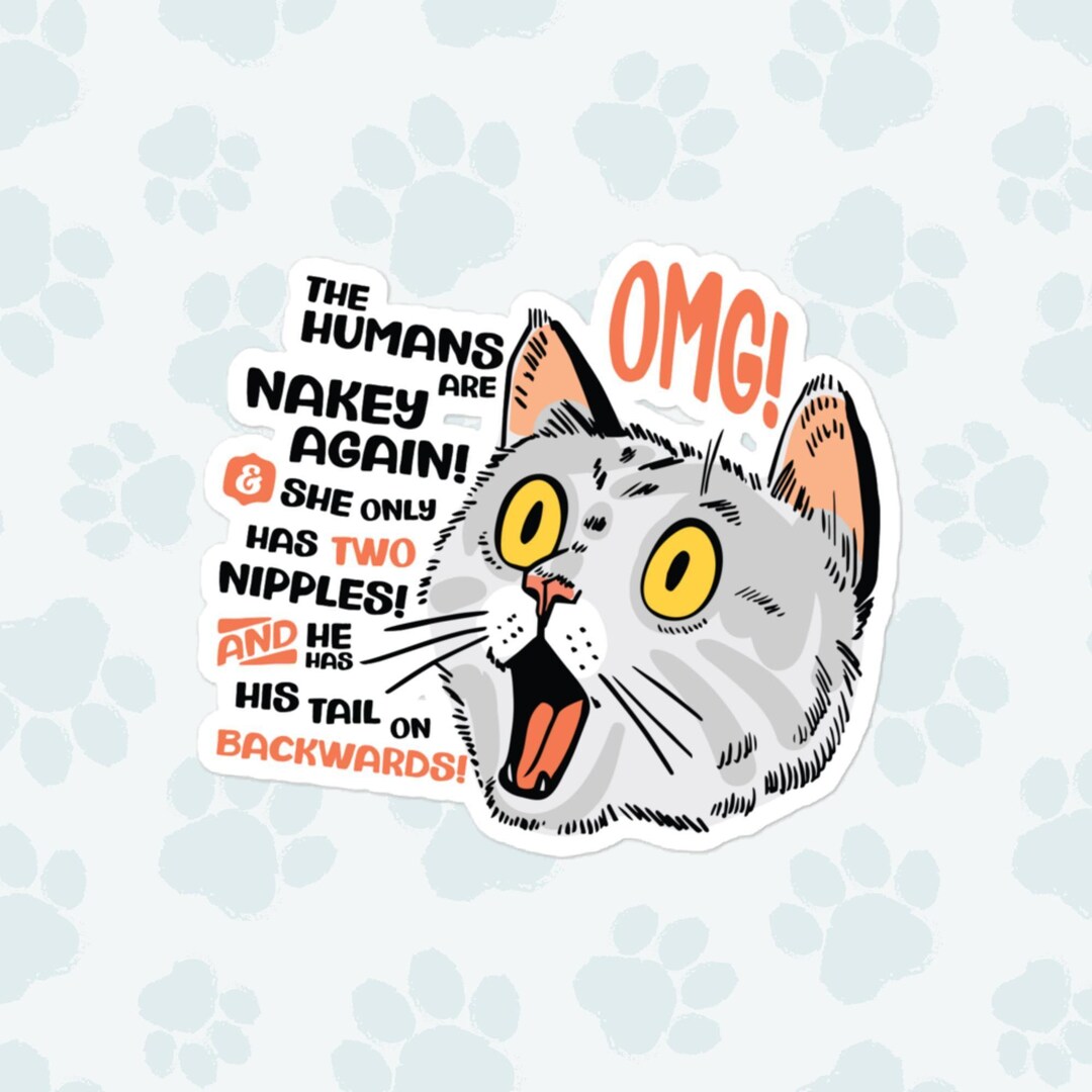 Shocked Kitty Sticker, Large 4in Vinyl Sticker - Etsy