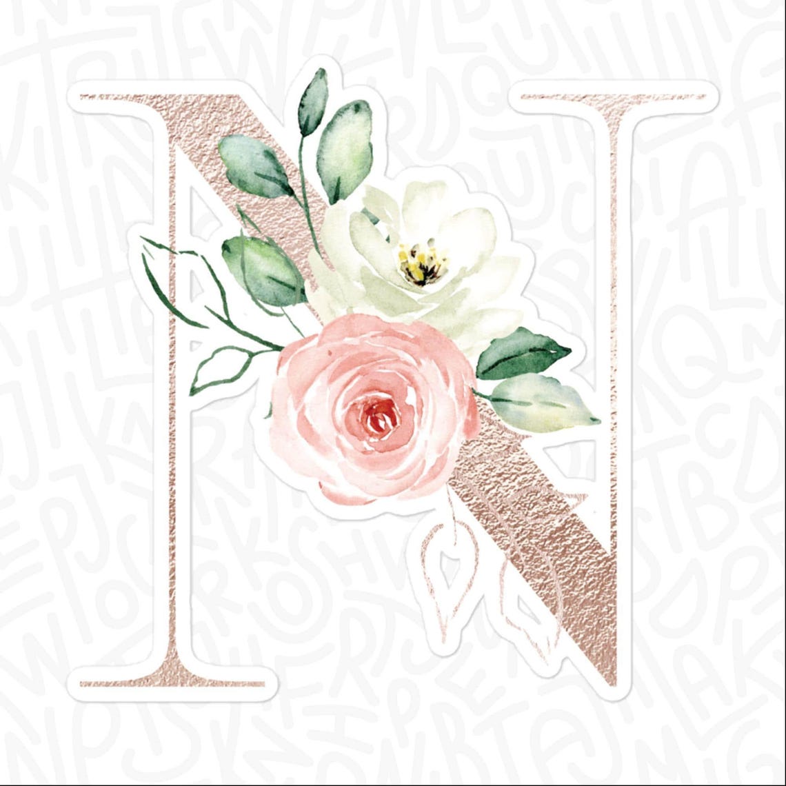 Rose Gold N, Vinyl Alphabet Sticker, Petite | Large | Super-size - Etsy