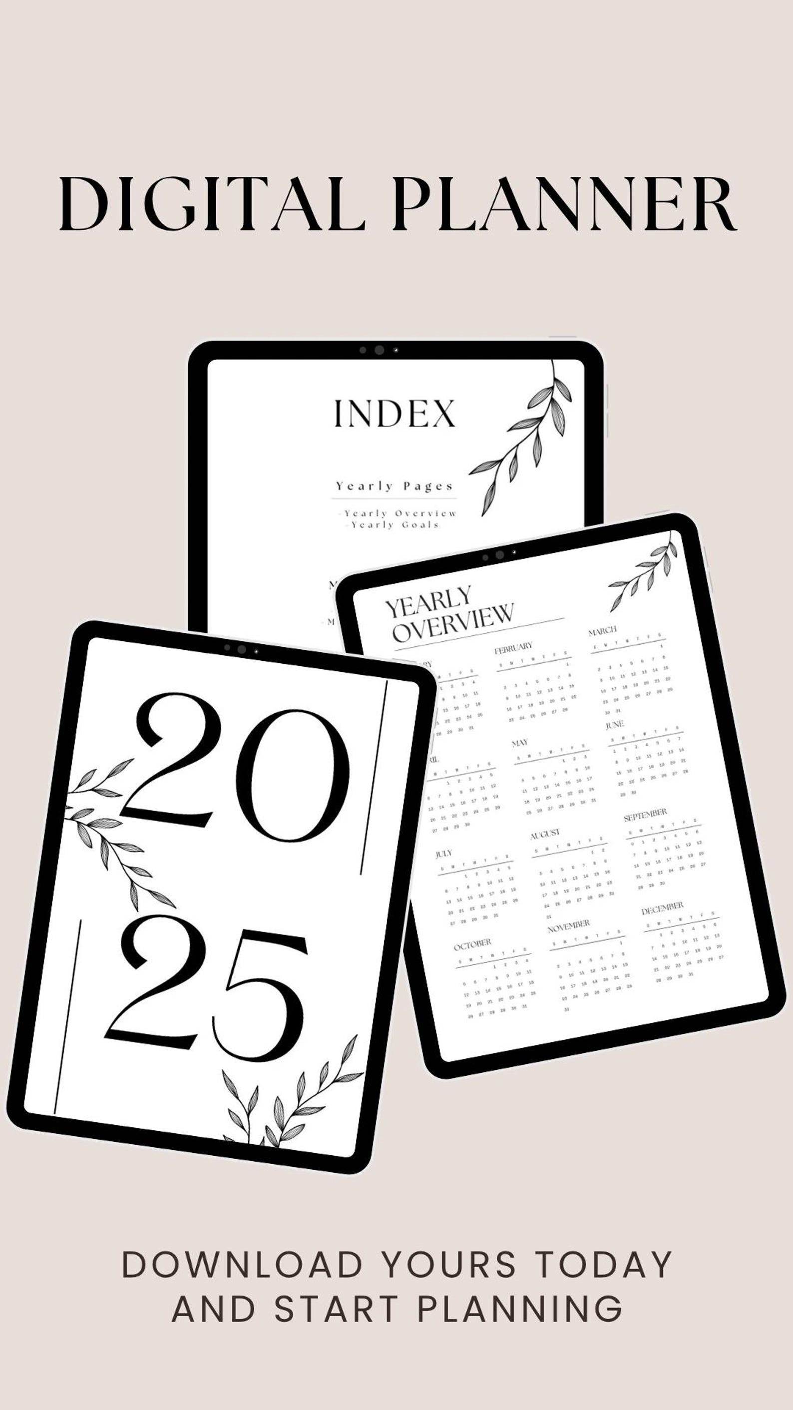 Yearly Planner, Diary, Monthly Digital Planner, Notes Template, iPad ...