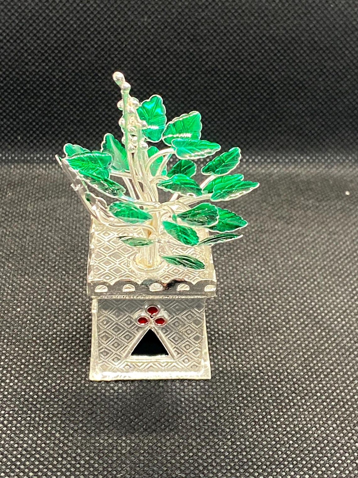 Silver Tulsi Plant With Om Symbol: Religious Home Decor Gift - Etsy