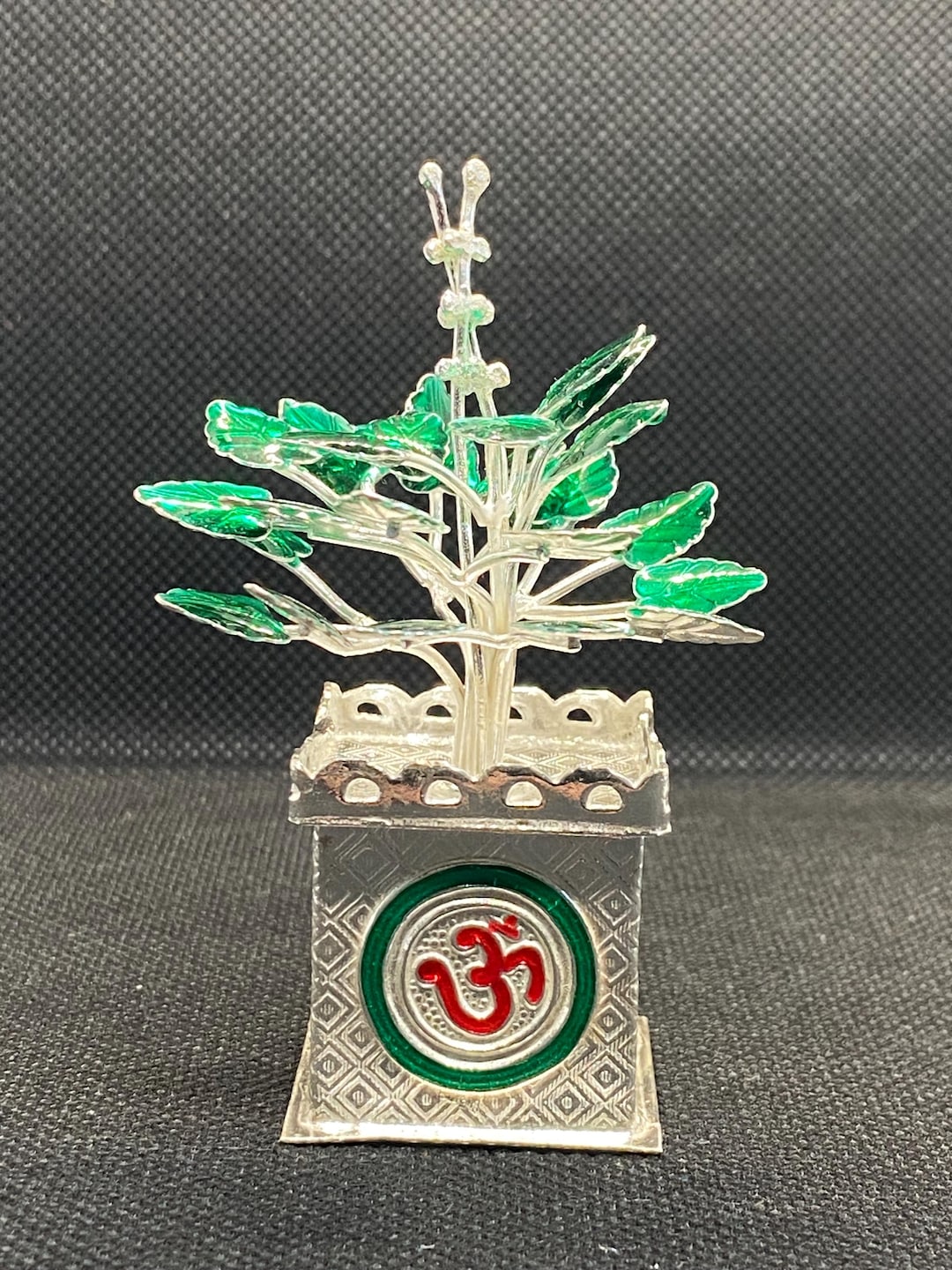 Silver Tulsi Plant With Om Symbol: Religious Home Decor Gift - Etsy