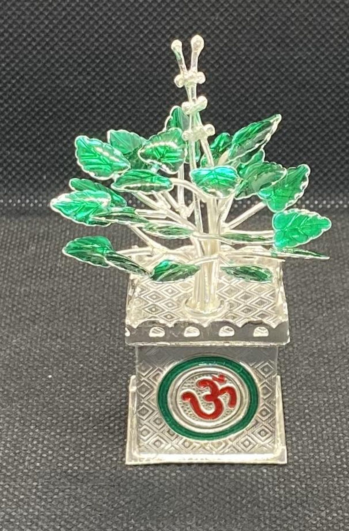 Silver Tulsi Plant With Om Symbol: Religious Home Decor Gift - Etsy