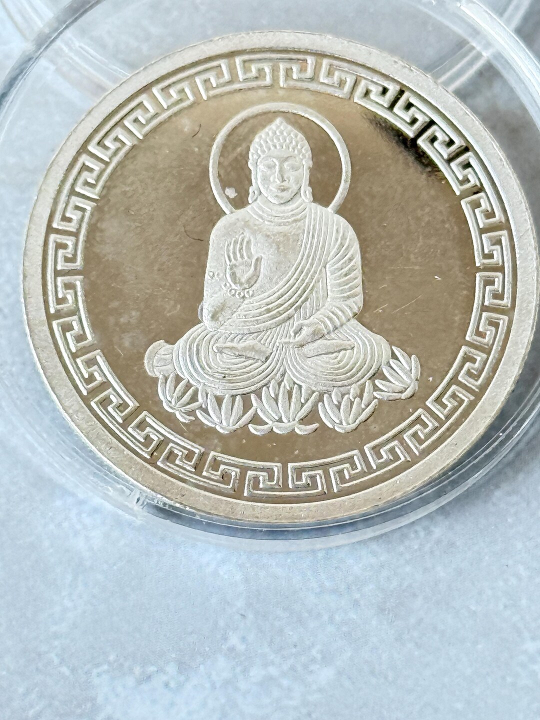 Pure Silver Buddha Coin | Meditating Lotus Design, Spiritual Gift - Etsy