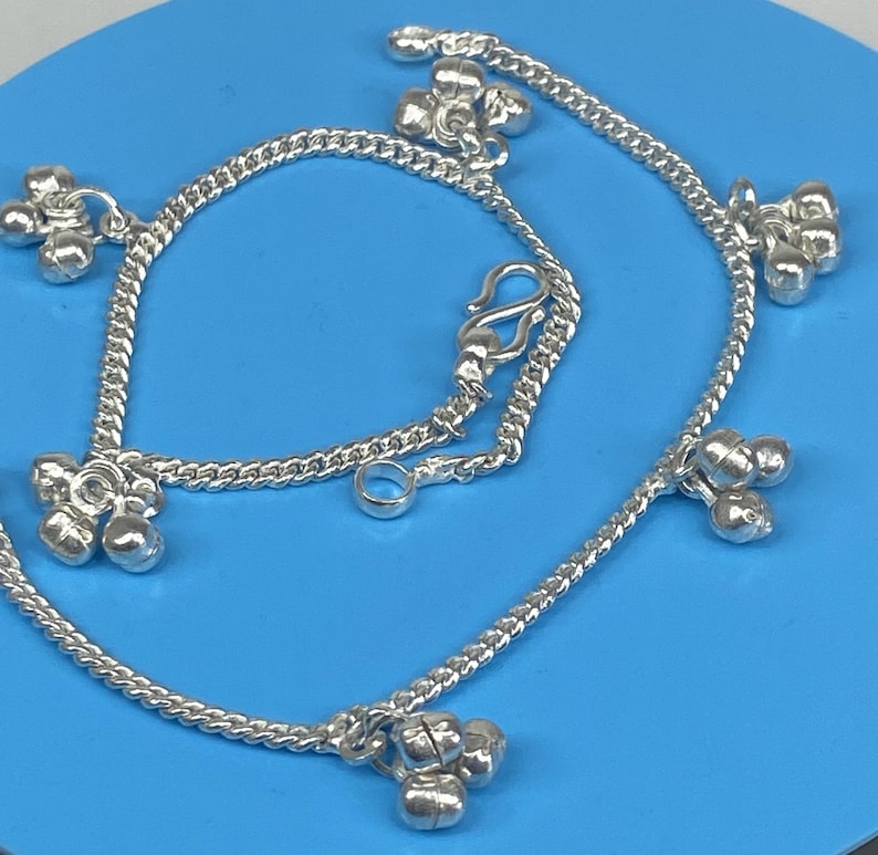 Sterling Silver Baby Anklets: Traditional Payal With Bells - Etsy