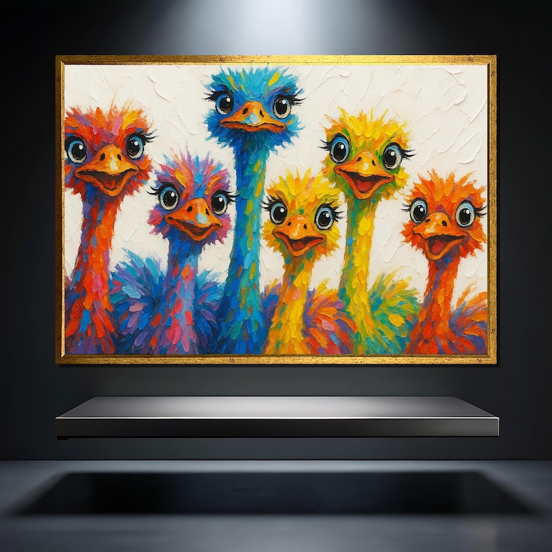Colorful Ostrich Canvas Painting | Ready to Hang Fun Wall Art ...