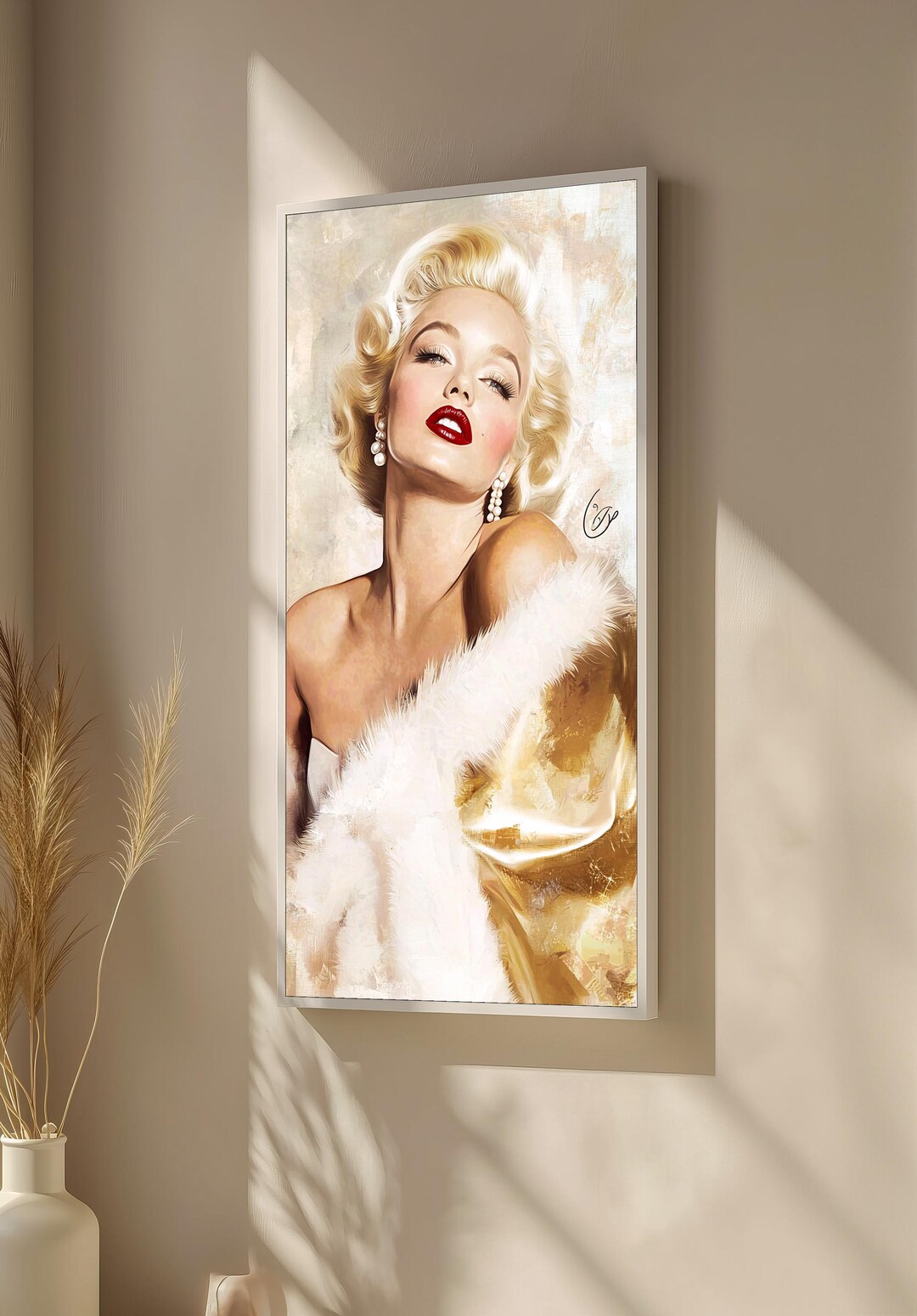 Elegant Marilyn Monroe Portrait Canvas Painting - Vintage Glamour Art Gift for Classic Hollywood ...