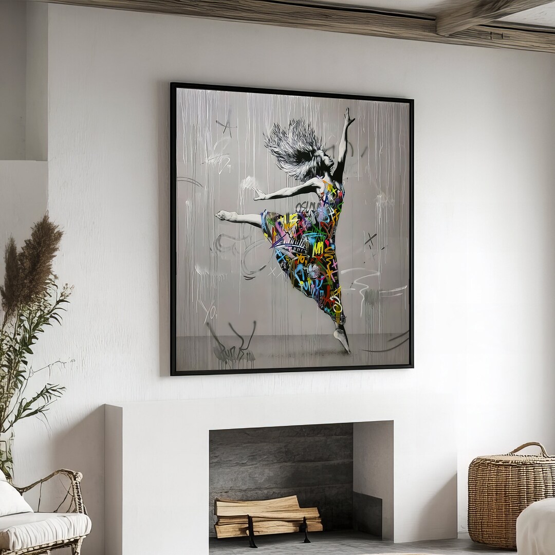 Dancer in Graffiti Dress Banksy Canvas Painting - Unique Gift for Dance ...