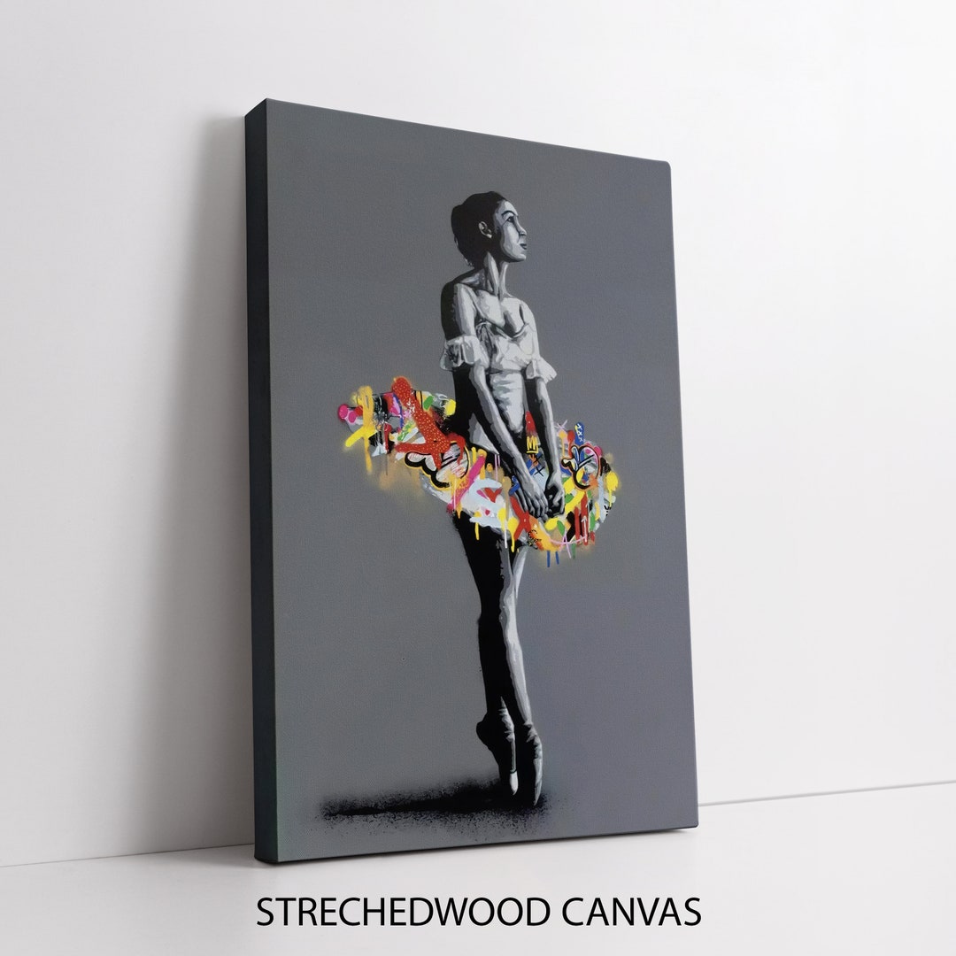 Graffiti Ballerina Canvas Painting - Bold Fusion of Elegance and Street ...