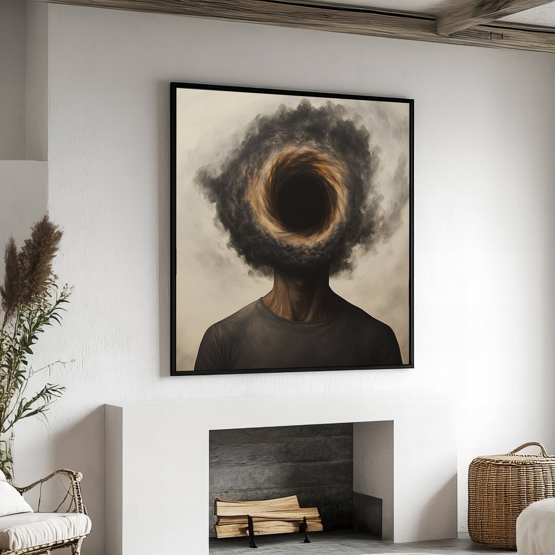 Dark Void Head Surreal Canvas Painting – Thought-provoking Gift for ...