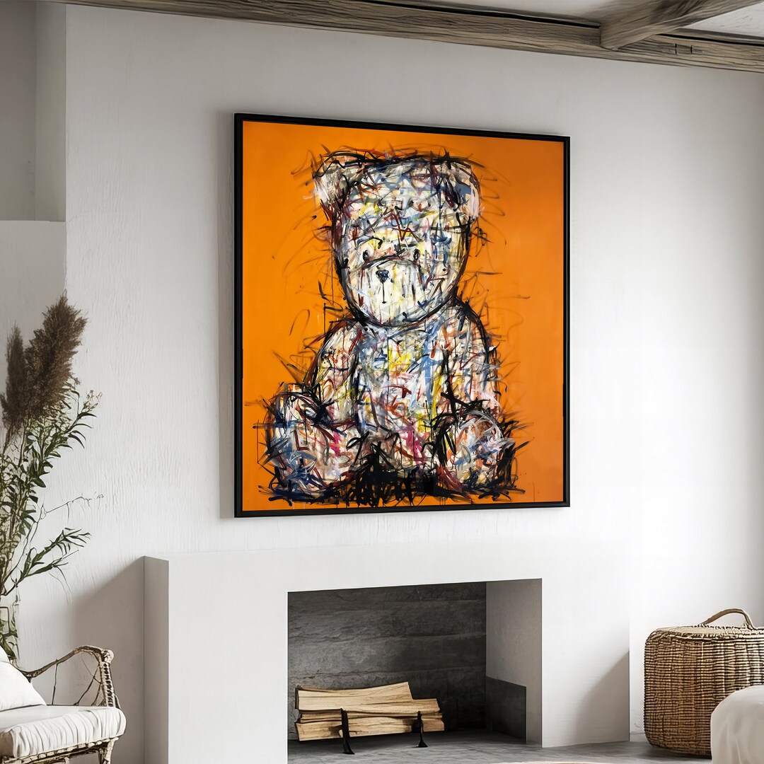 Graffiti Teddy Bear Banksy Canvas Painting - Playful and Unique Gift ...
