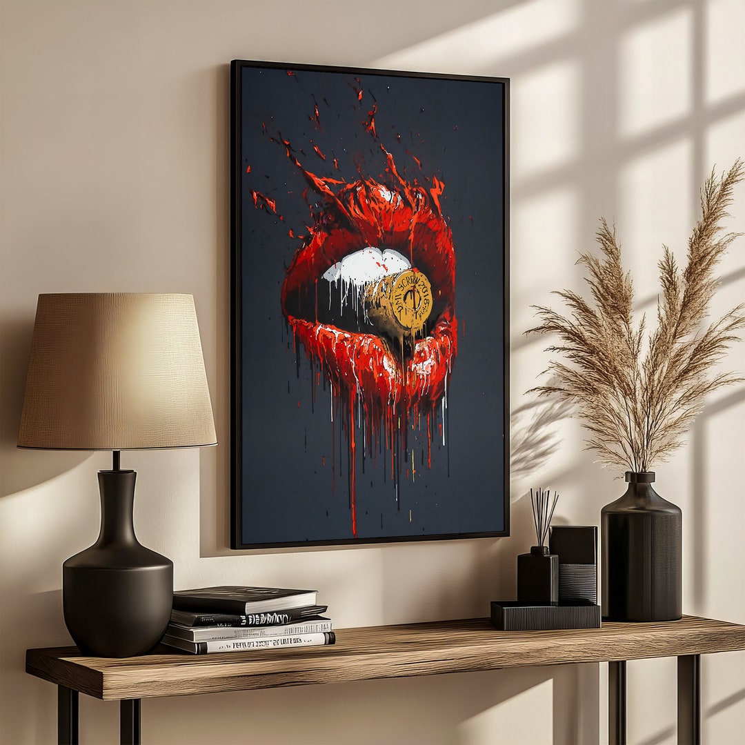 Bullet Lips Canvas Painting - Bold and Provocative Urban Art for Unique ...