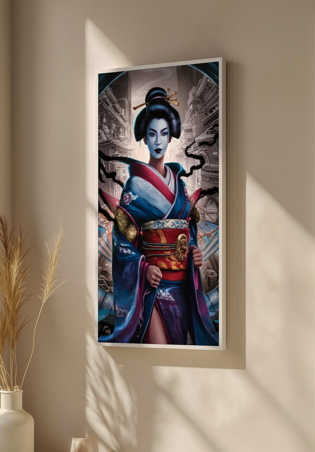 Futuristic Geisha Canvas Painting - Unique Art Gift for Lovers of ...