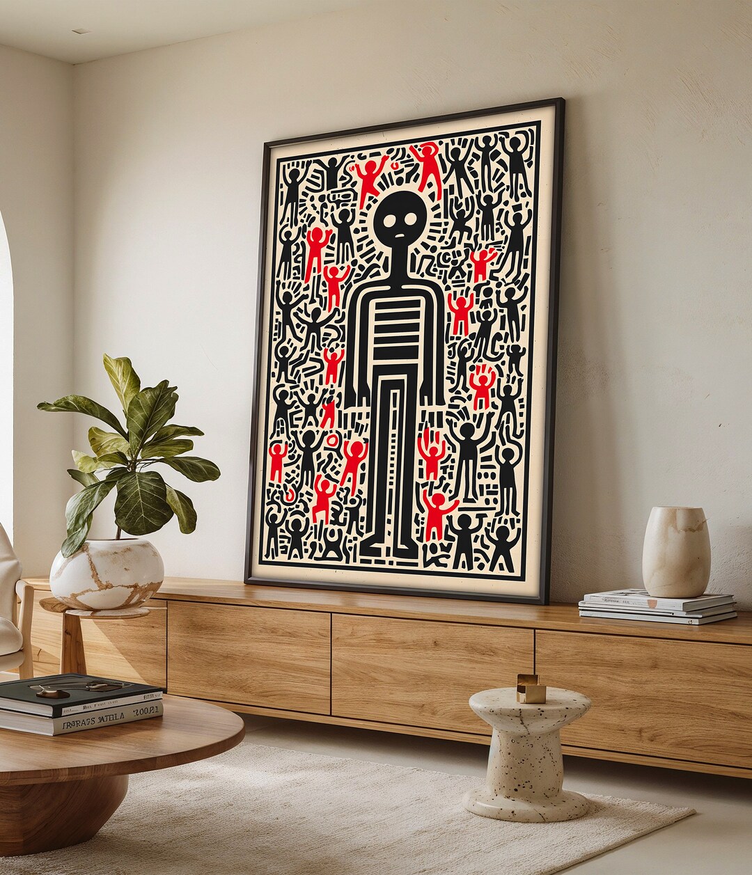 Keith Haring-inspired Pop Art Canvas Painting, Contemporary Wall Decor ...