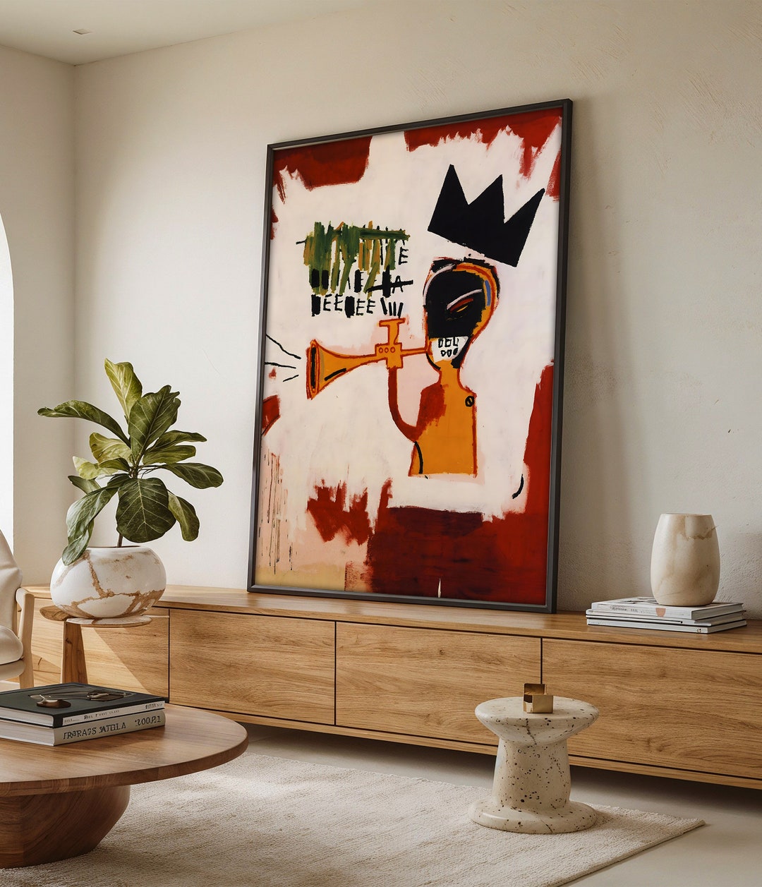 Jean Michel Basquiat Crowned Trumpet Player Canvas Painting, Neo ...
