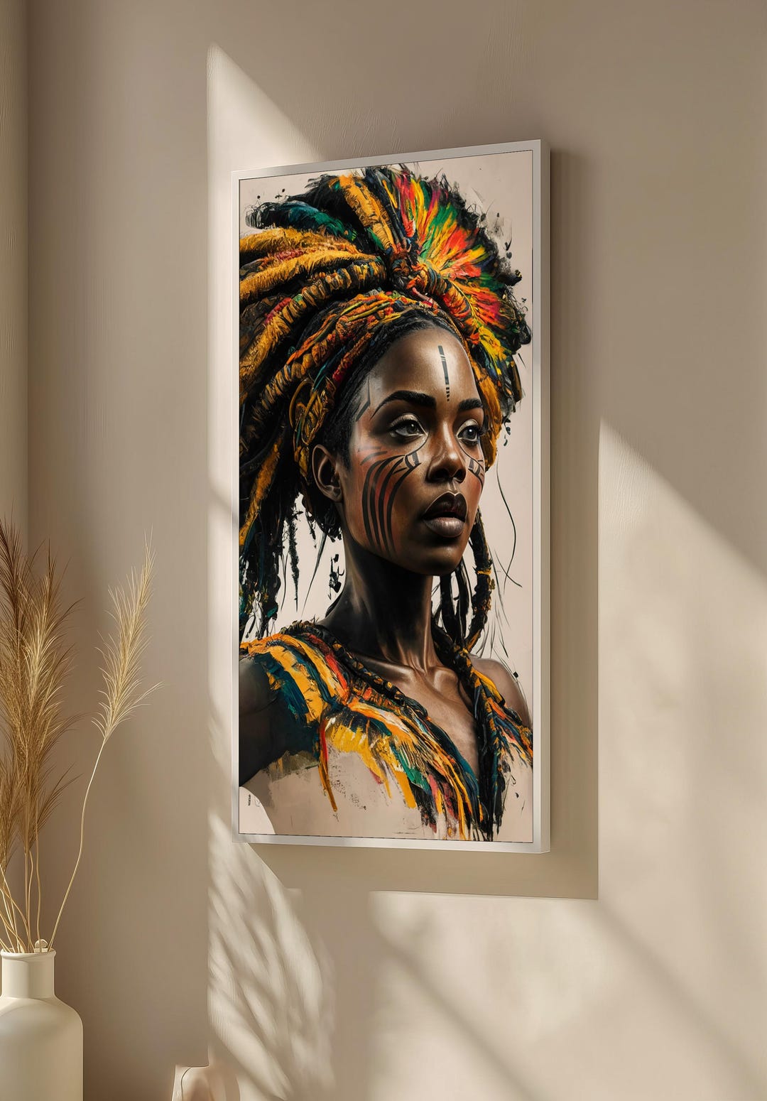 Rastafarian African Woman Canvas Painting - Bold and Colorful Art Gift ...