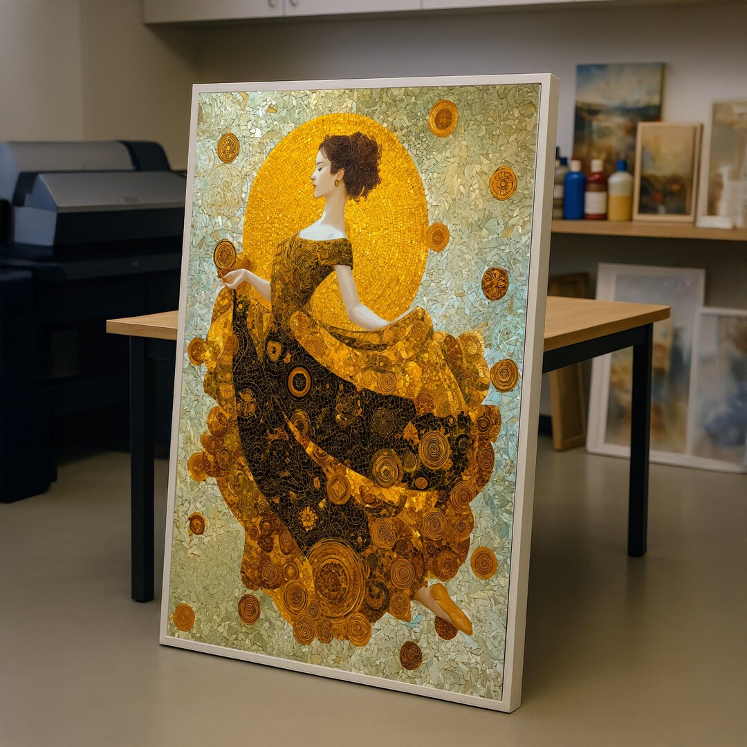 Gustav Klimt Woman in Gold Dress Canvas, Elegant Female Portrait Wall ...