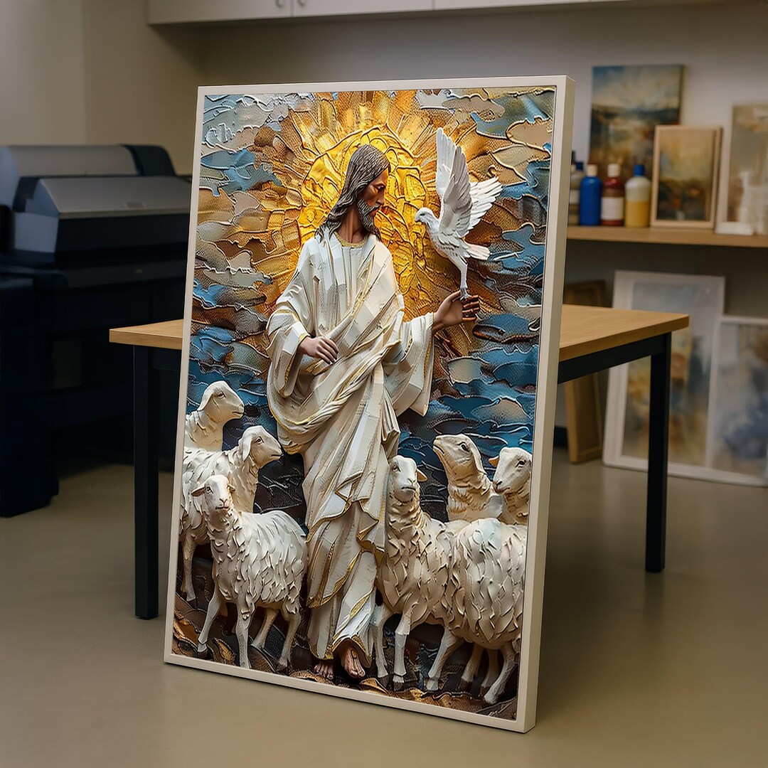Jesus the Good Shepherd Canvas Wall Art, Religious Christian Decor ...