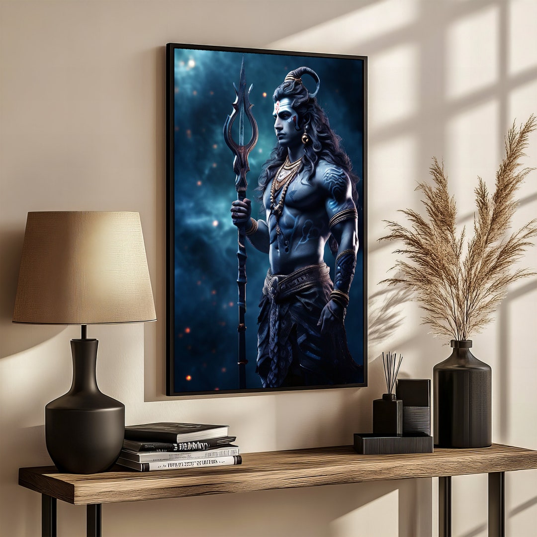 Majestic Lord Shiva With Trident in Cosmic Universe – Divine Canvas ...