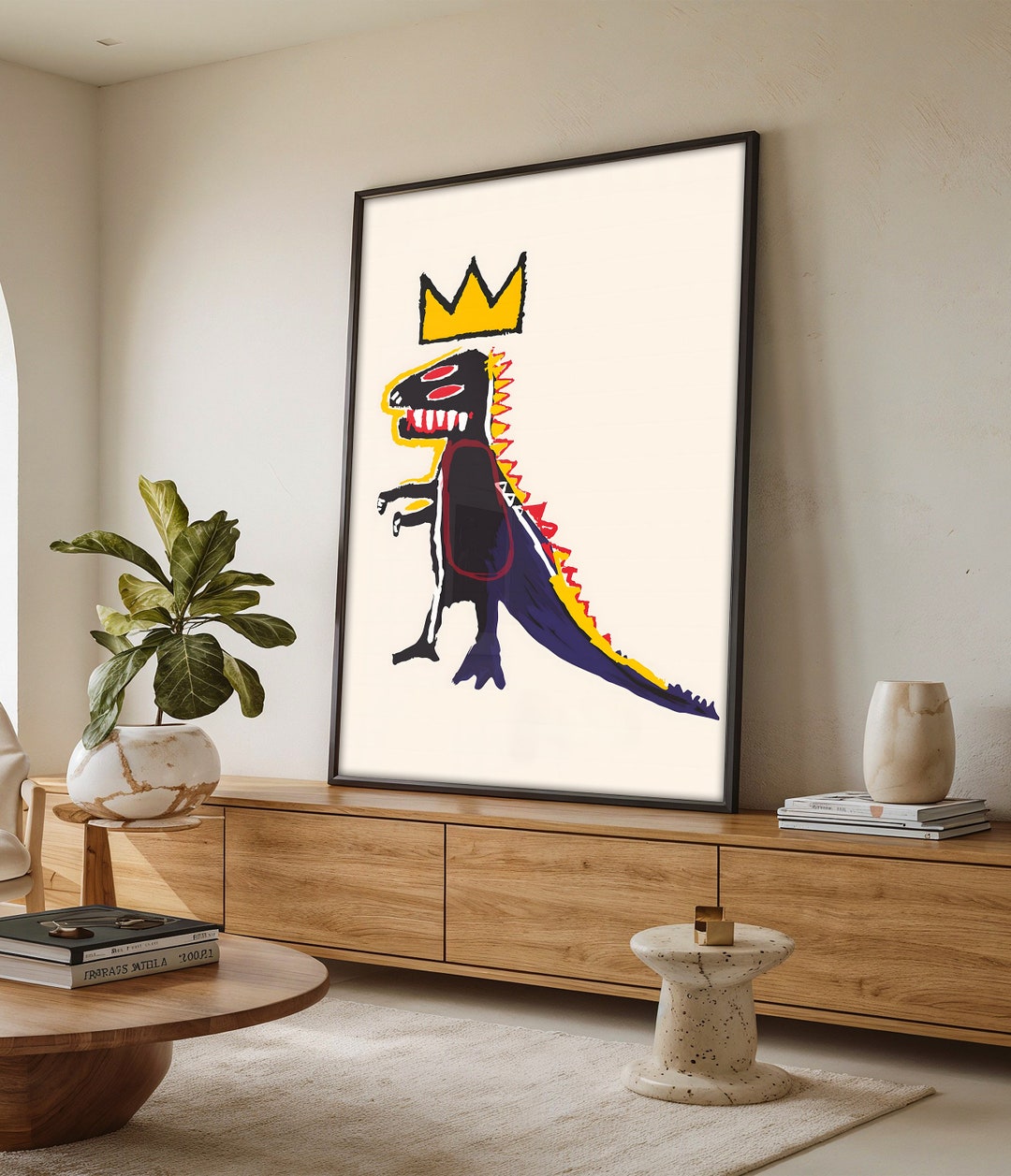 Jean Michel Basquiat Dinosaur Canvas Art, Modern Wall Art, Urban Pop ...
