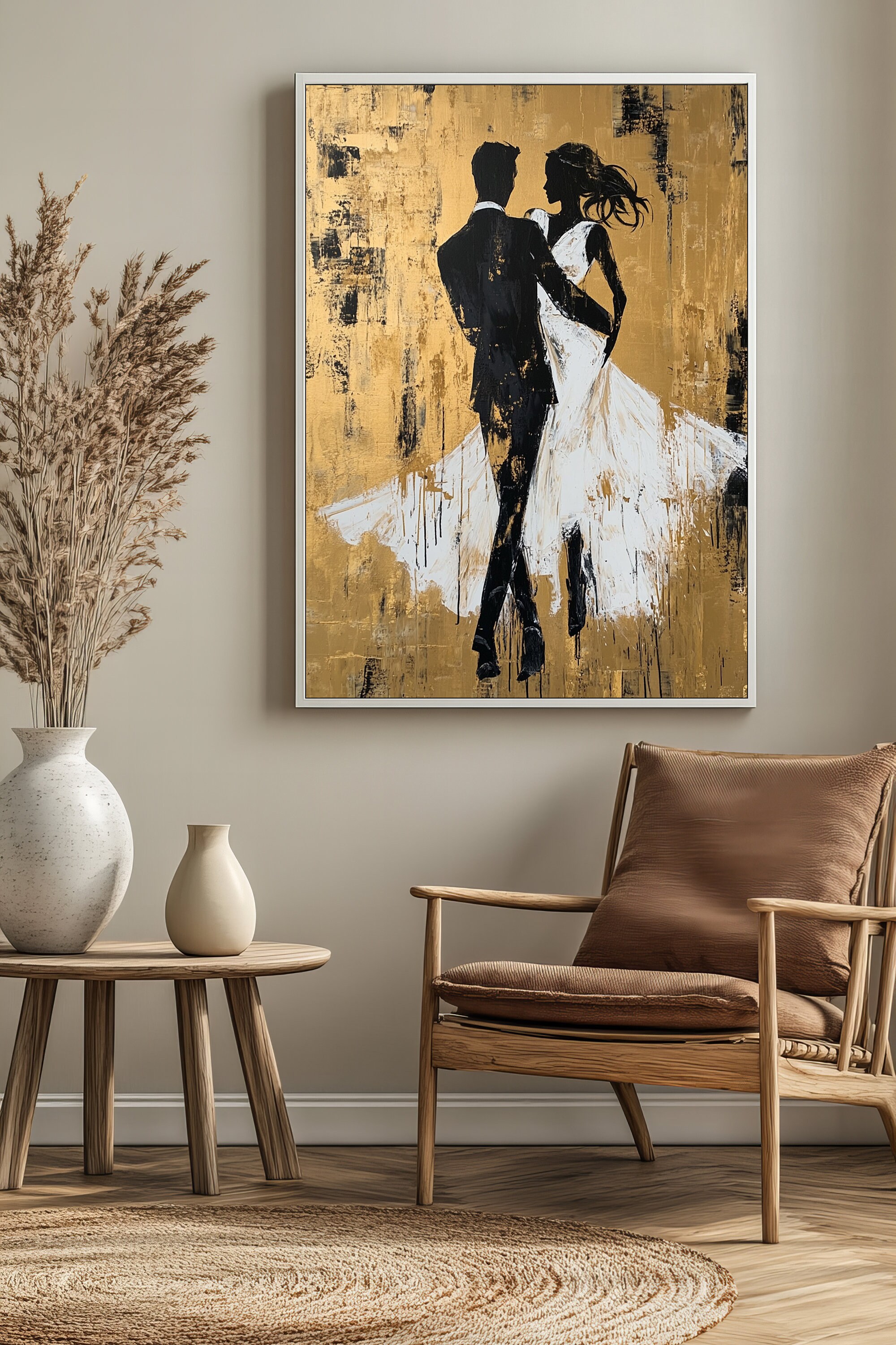 Abstract Elegant Couple Dancing in Black and White – Stylish Love ...