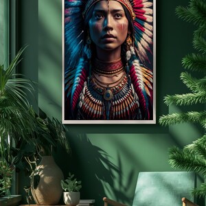 Native American Woman Canvas Painting - Bold Art Gift Celebrating ...
