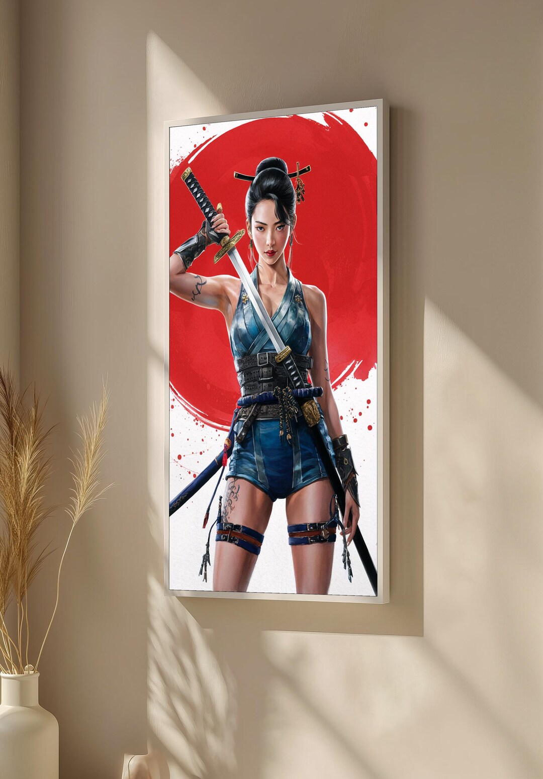 Samurai Warrior Canvas Painting - Strong and Elegant Female Samurai Art ...