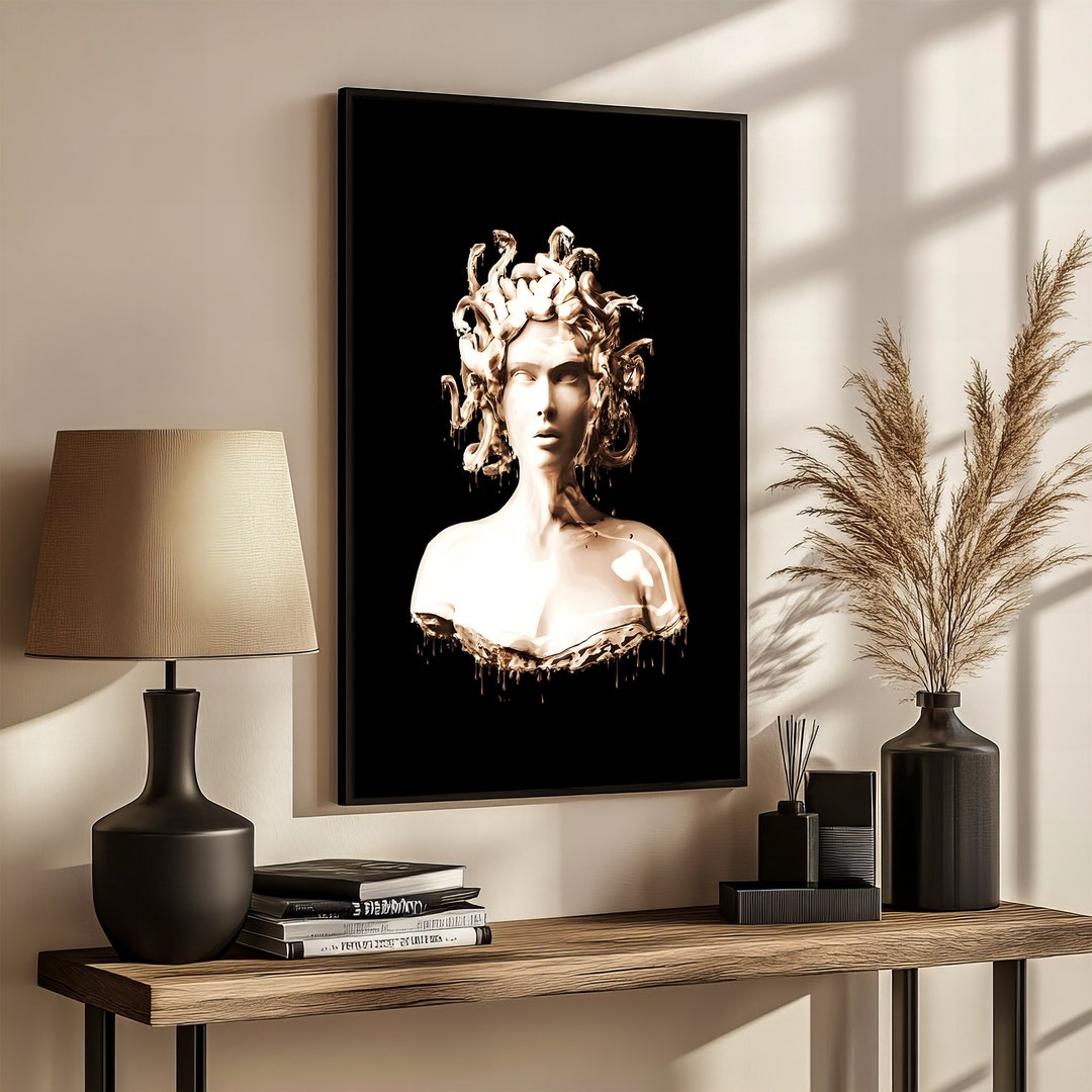 Modern Bronze Medusa Canvas Painting - Stunning Fusion of Mythology and ...