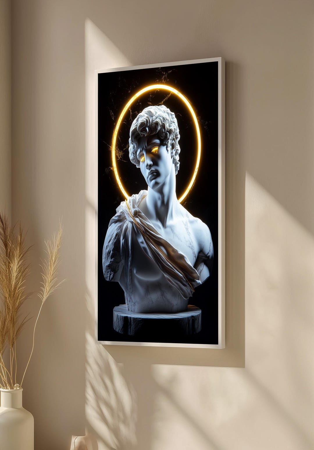 Futuristic Greek Statue Canvas Painting – Cyberpunk-inspired Art Gift ...