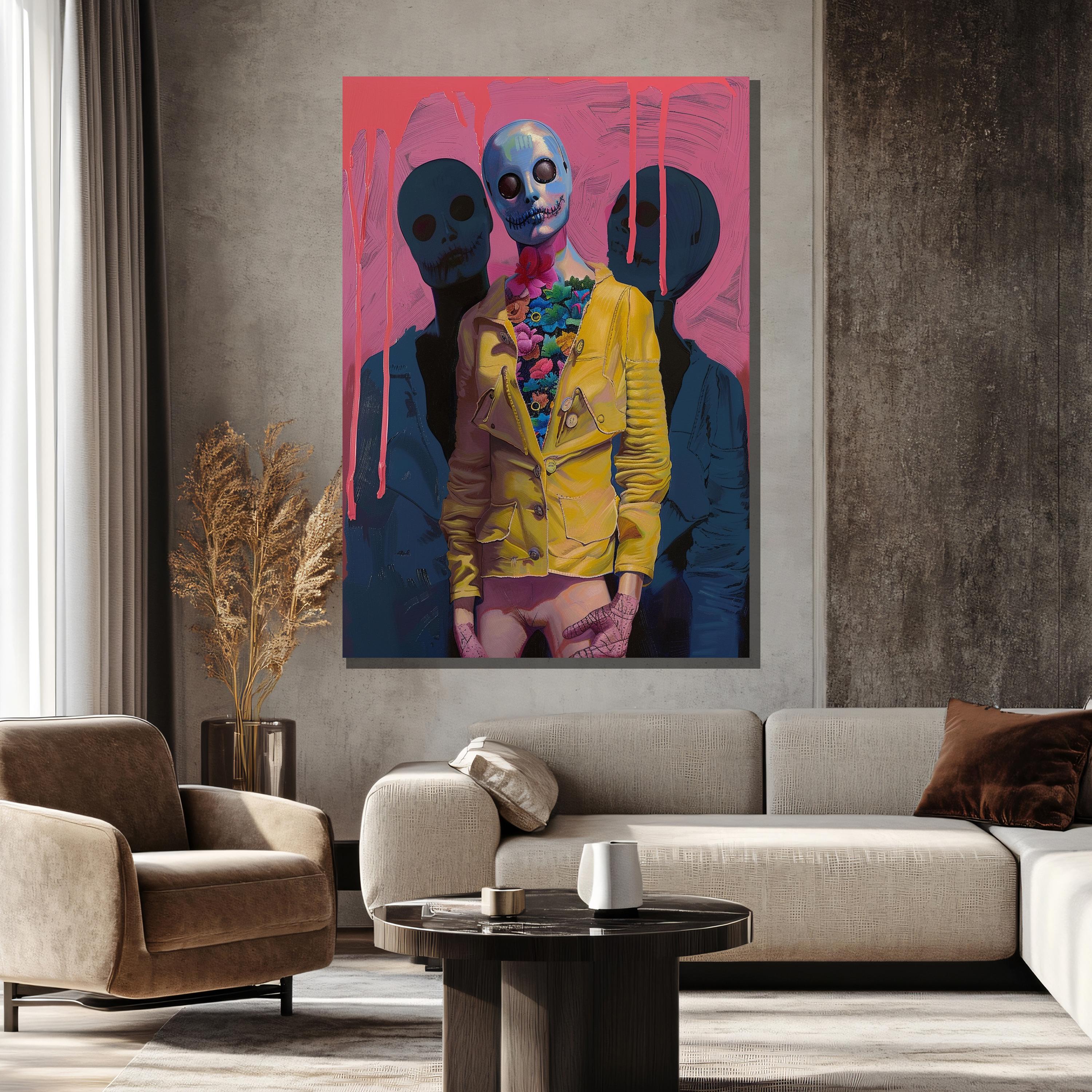 Colorful Skull Canvas Painting, Modern Pop Art Wall Decor, Skeleton ...