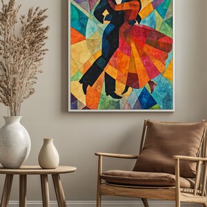 Colorful Cubist Ballroom Dancers - Abstract Canvas Painting, Perfect ...