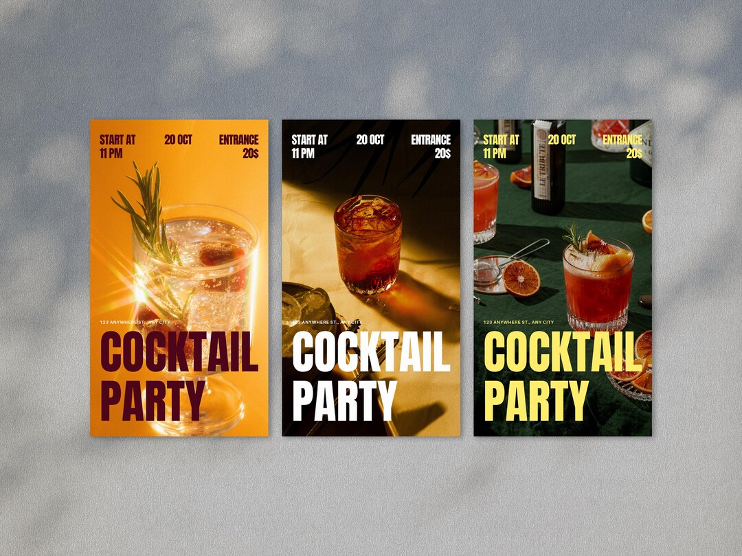 Editable Cocktail Party Invite Template - Modern Customisable Party ...