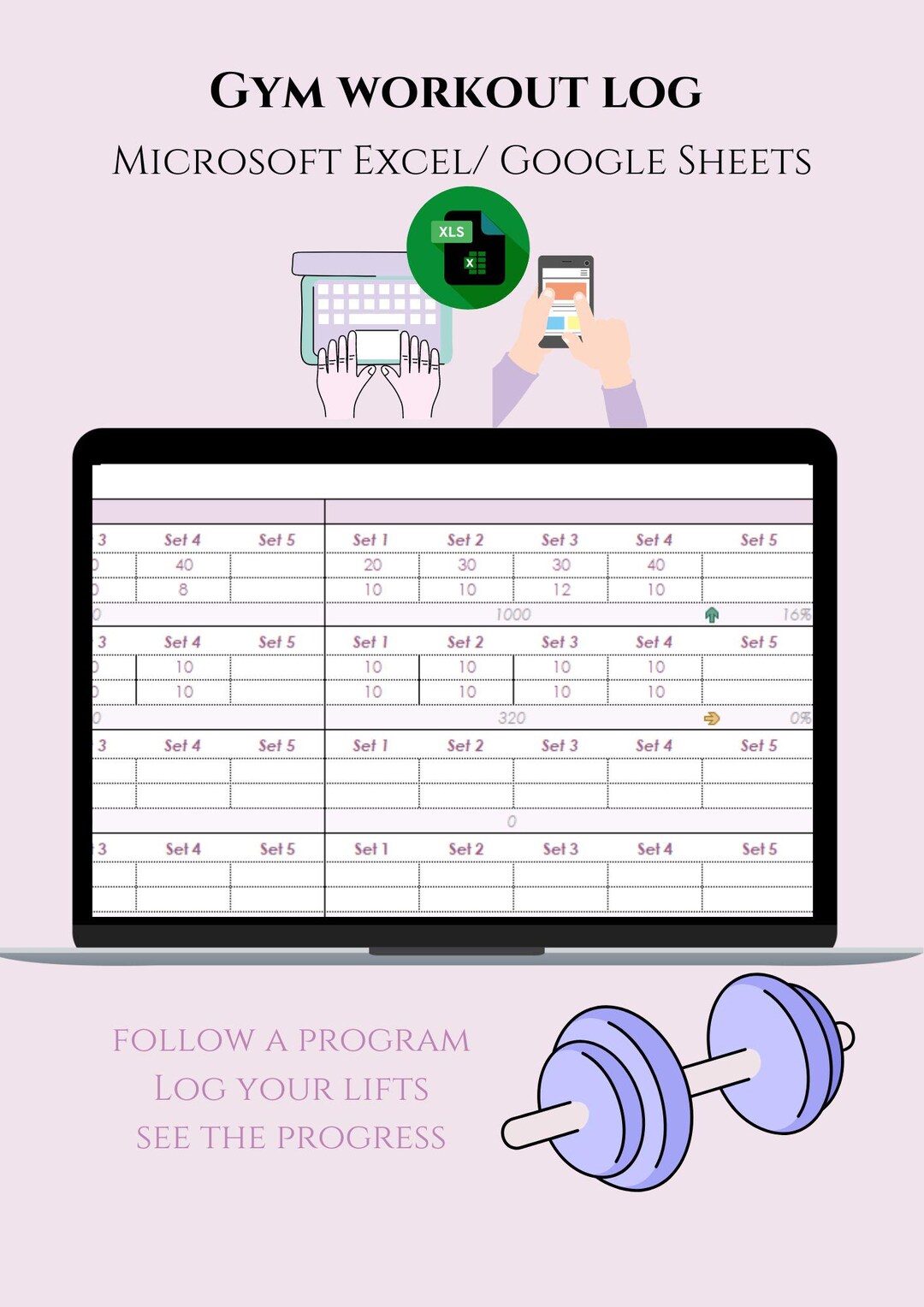 Gym Workout Tracker in Excel or Coogle Sheets to Log Your Lifts, Weight ...