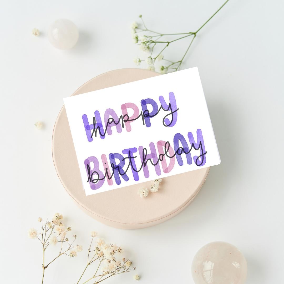 Happy Birthday Card- Purple - Etsy