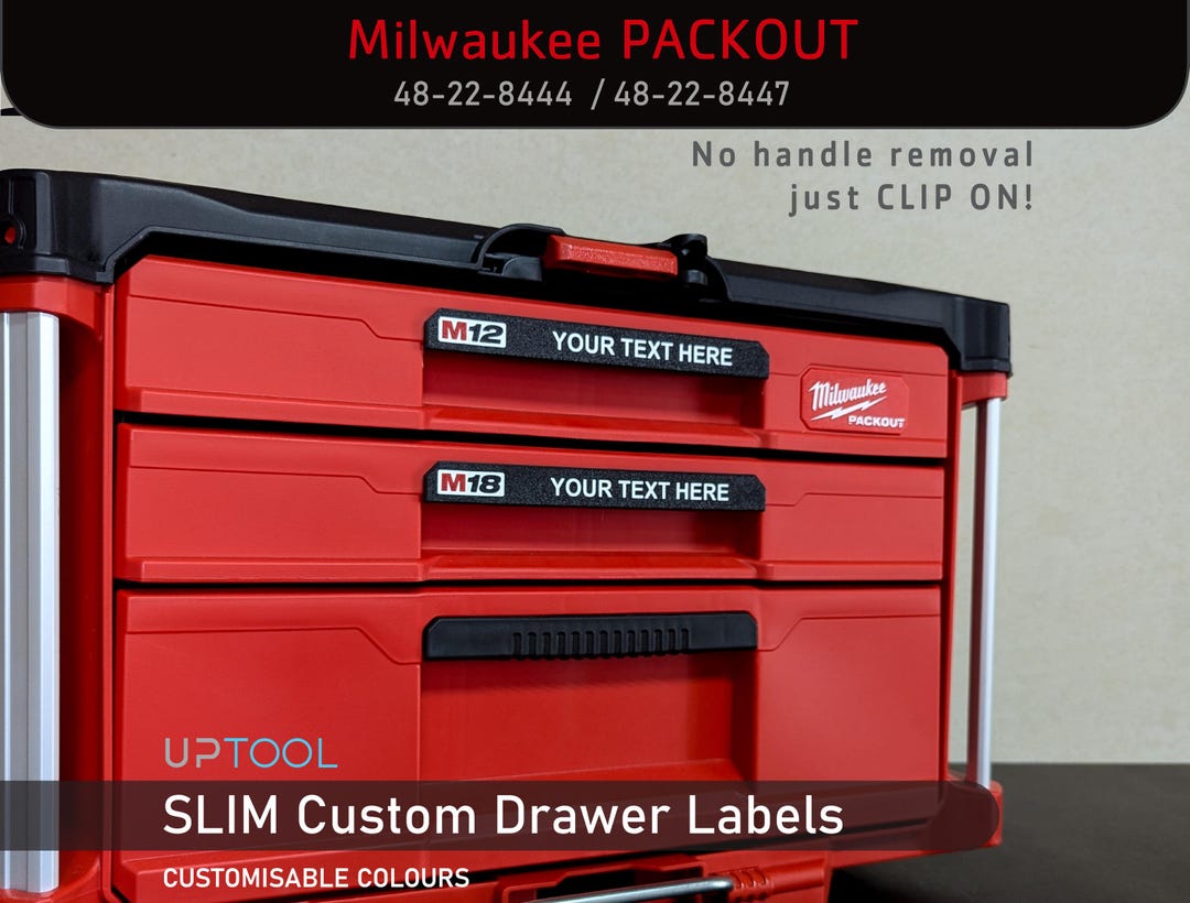 Milwaukee Packout SLIM Drawer Labels - Customised for 48-22-8444 / 48 ...