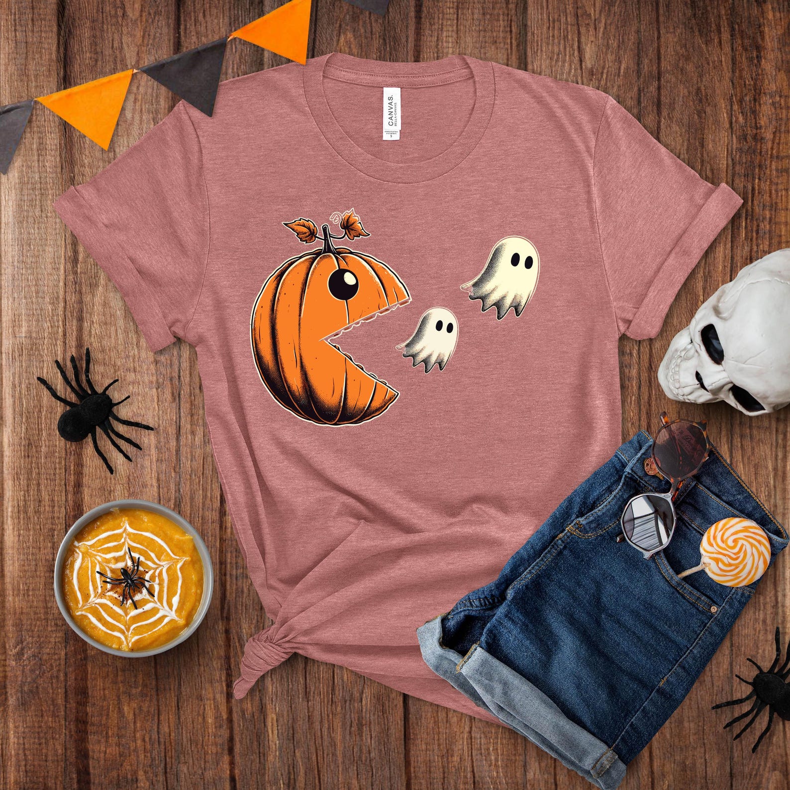 Retro Halloween PNG: Pumpkin Pacman PNG , Chasing Ghosts Perfect for ...