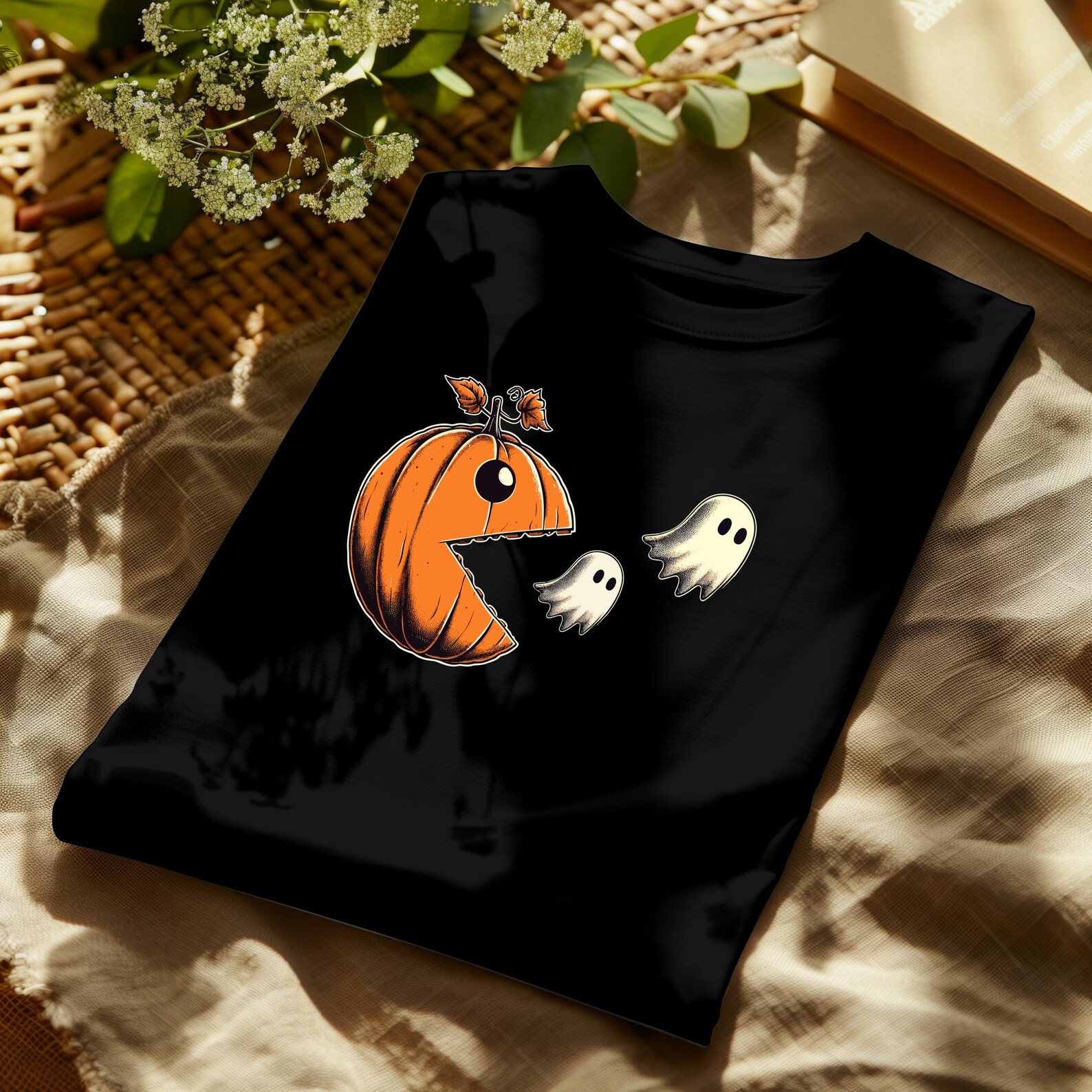 Retro Halloween PNG: Pumpkin Pacman PNG , Chasing Ghosts Perfect for ...