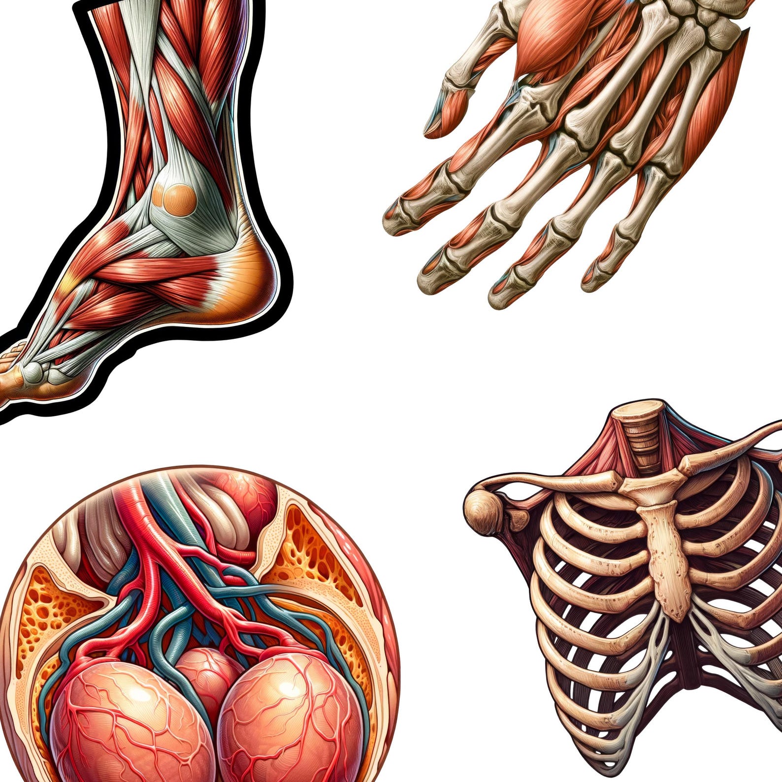 Human Anatomy Stickers:pre-cropped Body Stickers for Medical Students ...