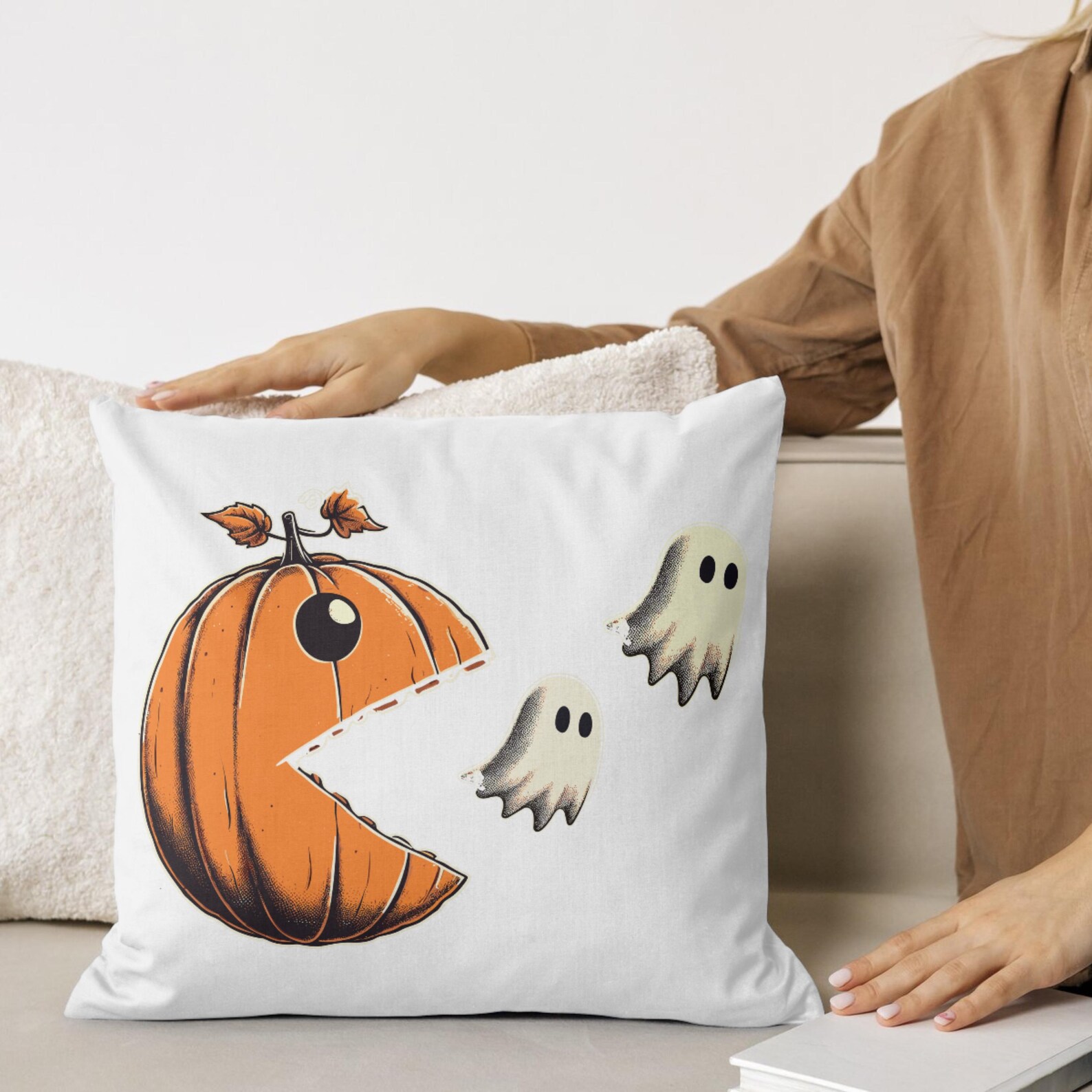 Retro Halloween PNG: Pumpkin Pacman PNG , Chasing Ghosts Perfect for ...