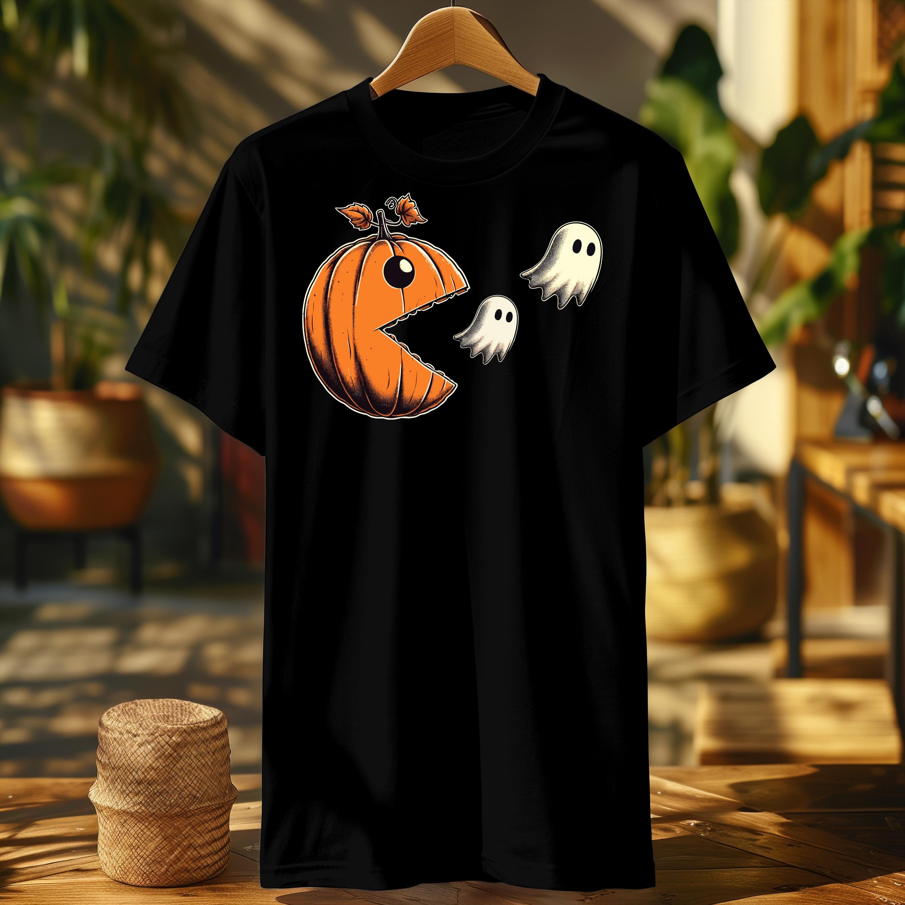 Retro Halloween PNG: Pumpkin Pacman PNG , Chasing Ghosts Perfect for ...