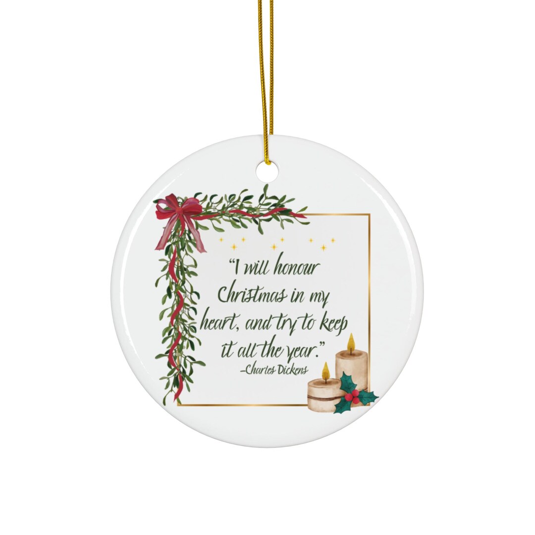 Charles Dickens A Christmas Carol Quote With Garland and Candles ...