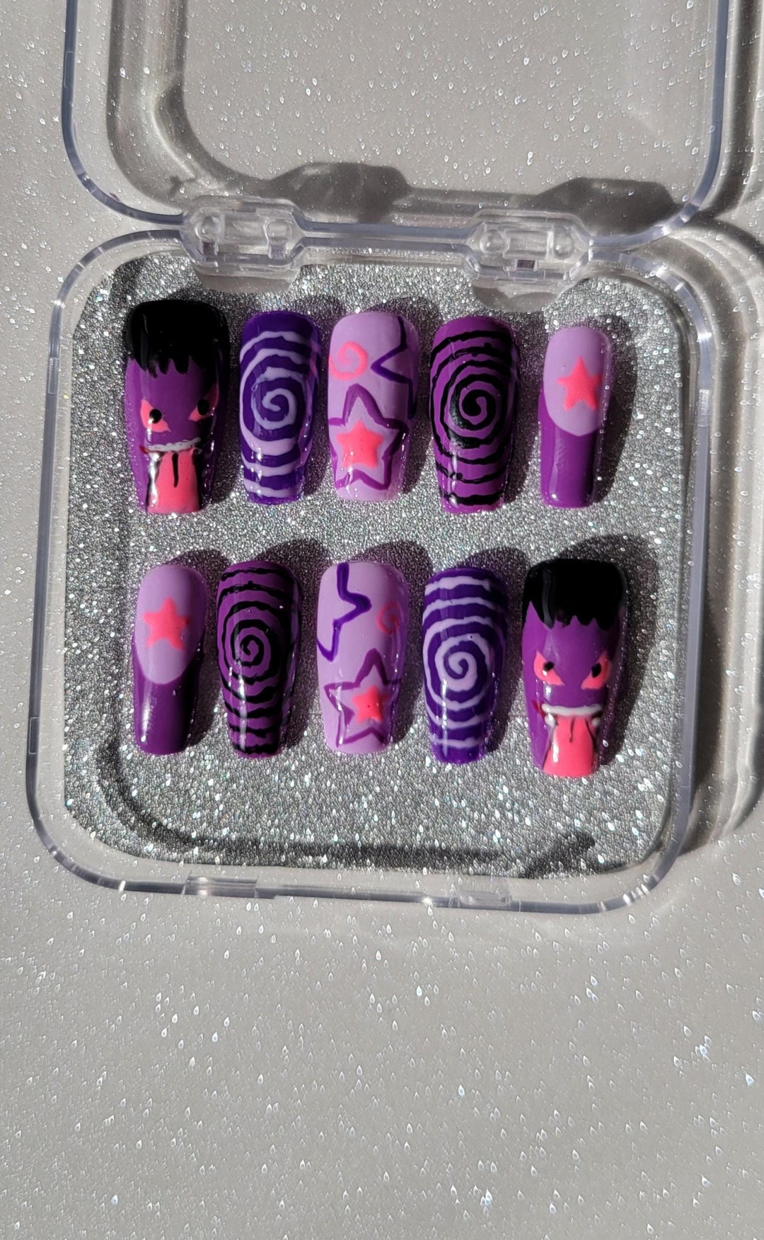 Gengar Nails, Aesthetic Pokemon Nails, Cute Press Ons - Etsy