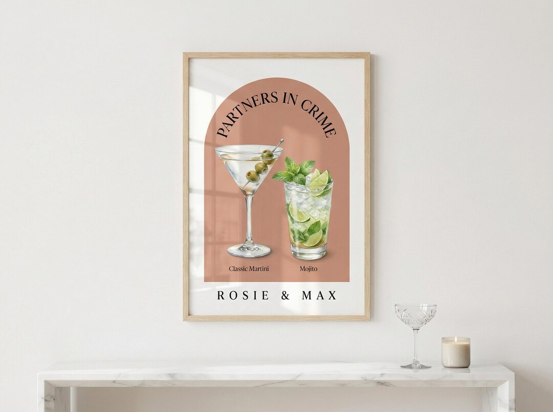 Personalized Partner Drink Print, Custom Cocktail Wall Art, Digital ...