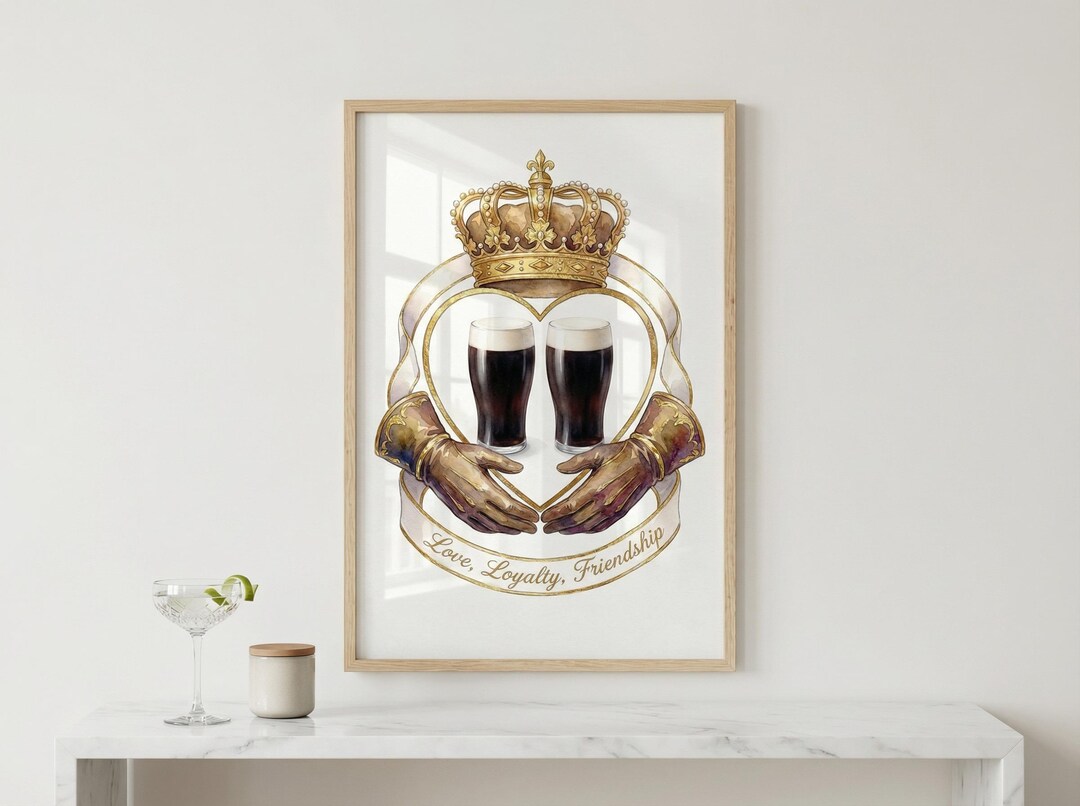 Claddagh Print With Guinness, Funny Irish Wall Art, St Patrick's Day ...