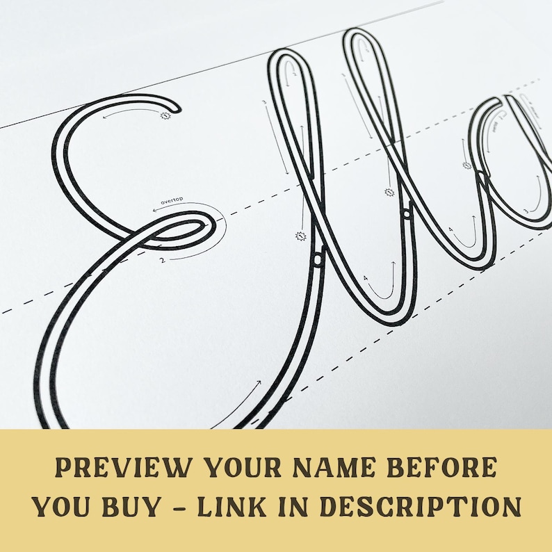 Custom Knitted Wire Word Designer, Knitted Wire Art Template, Cursive ...