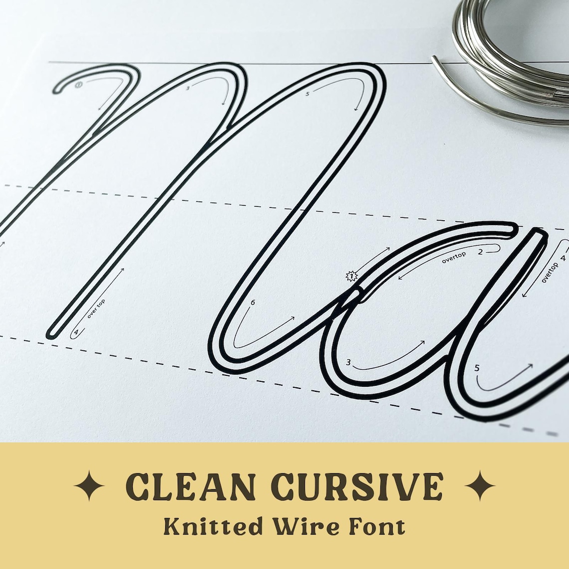 Custom Knitted Wire Word Designer, Knitted Wire Art Template, Cursive ...