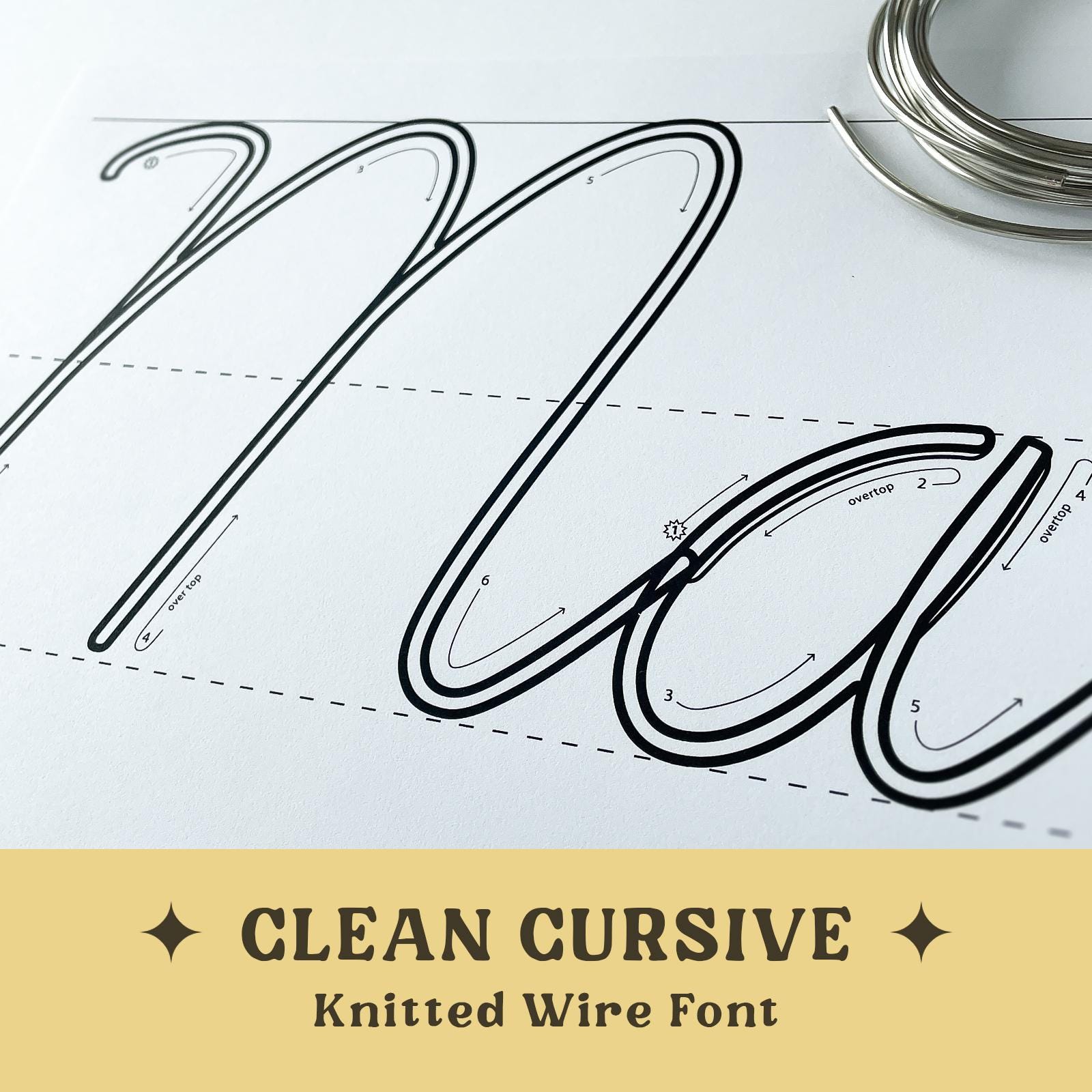 Custom Knitted Wire Word Designer, Knitted Wire Art Template, Cursive ...