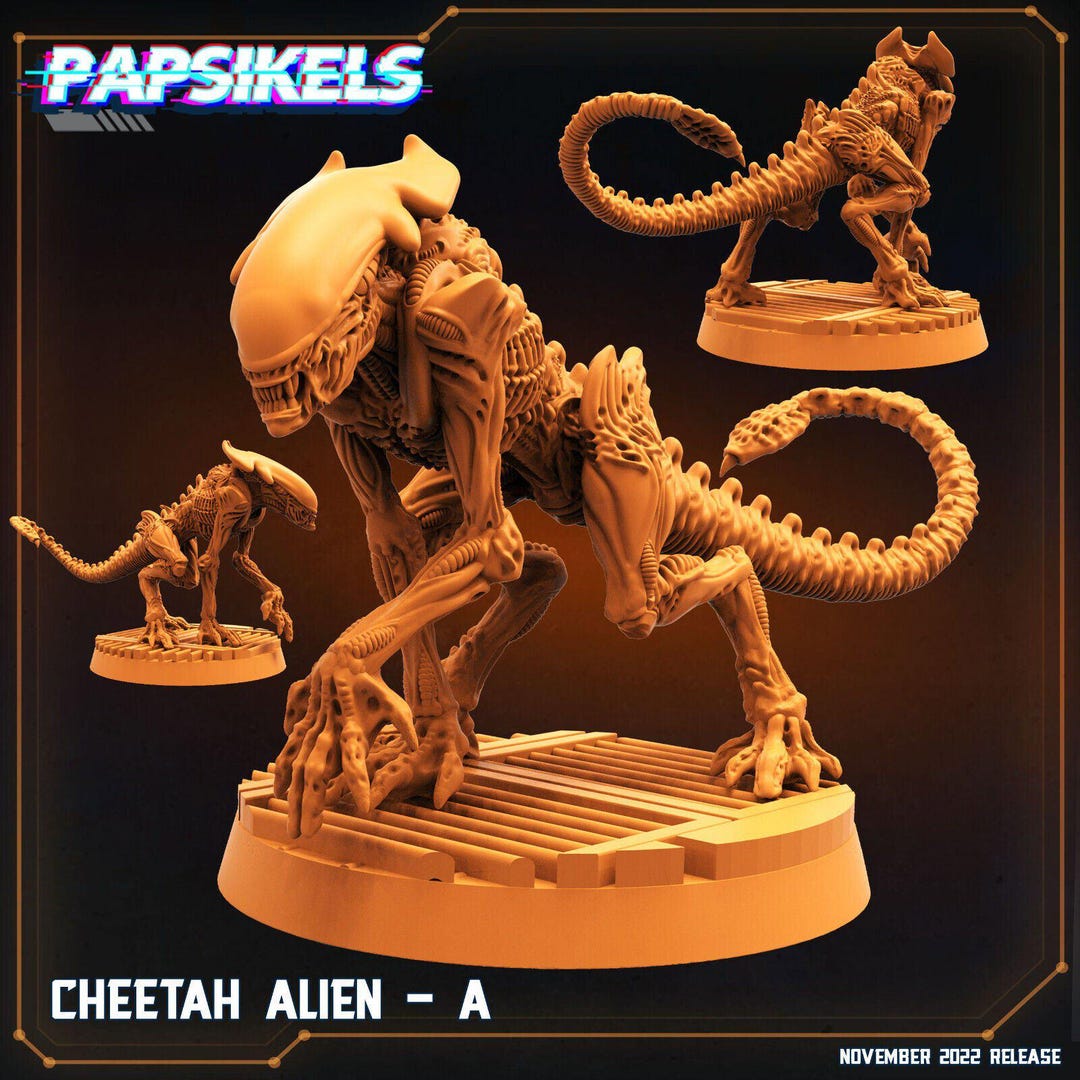 6 X Cheetah Aliens With Bases Made to Order CHECK LEAD TIMES - Etsy