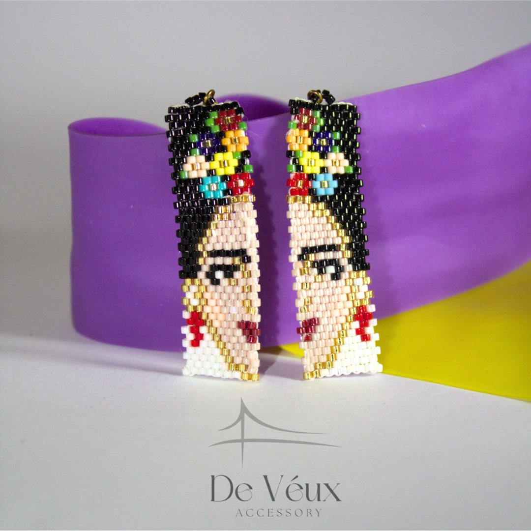 Frida Kahlo Earrings, Frida Kahlo Beaded Earrings, Miyuki Beaded ...