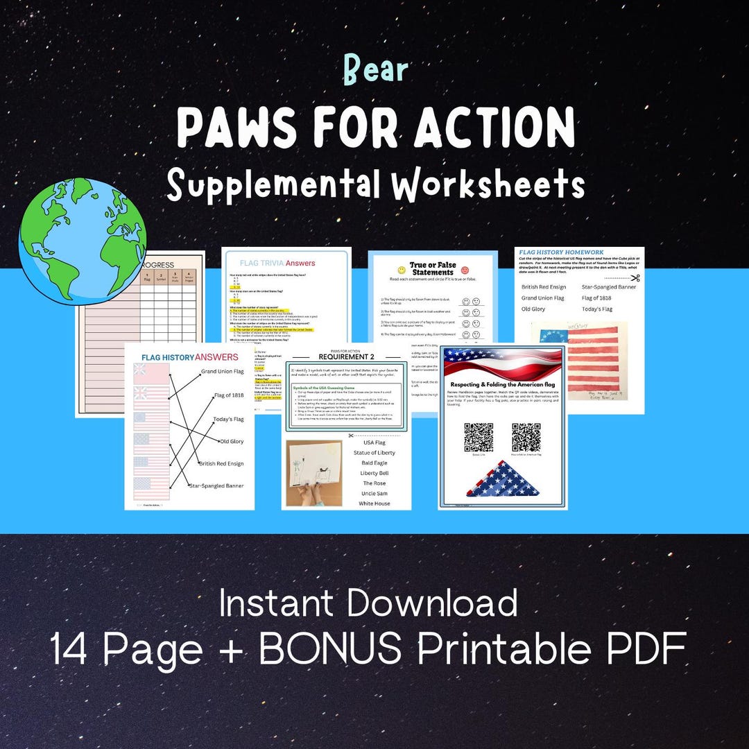 Bear Paws for Action Den Leader Supplemental Worksheets - Etsy
